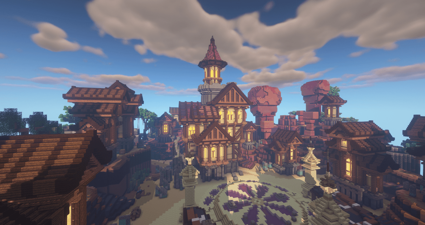 Floating Mansion Hub - Medieval Minecraft Village Map – Keystone Builds