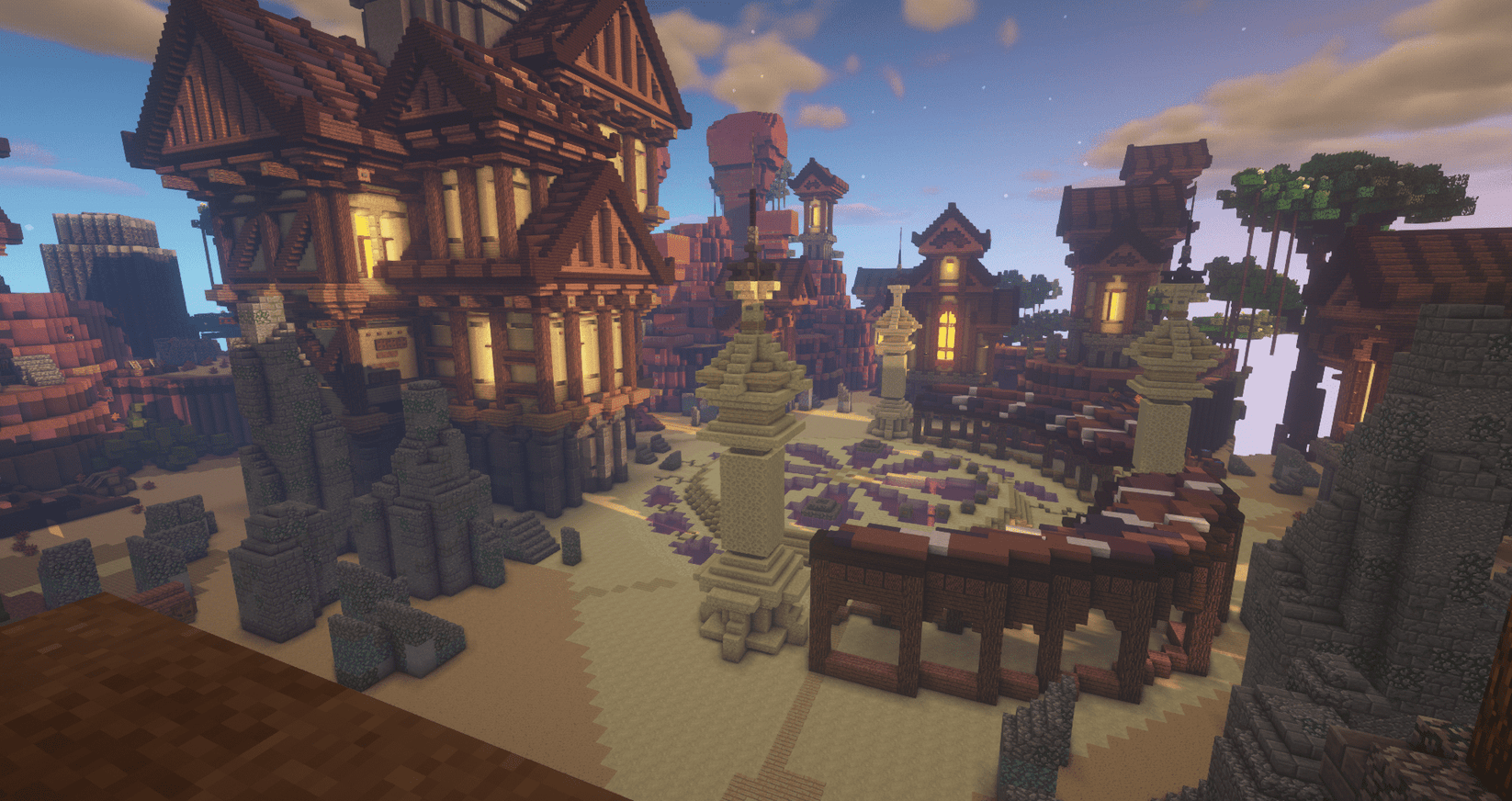 Floating Mansion Hub - Medieval Minecraft Village Map – Keystone Builds