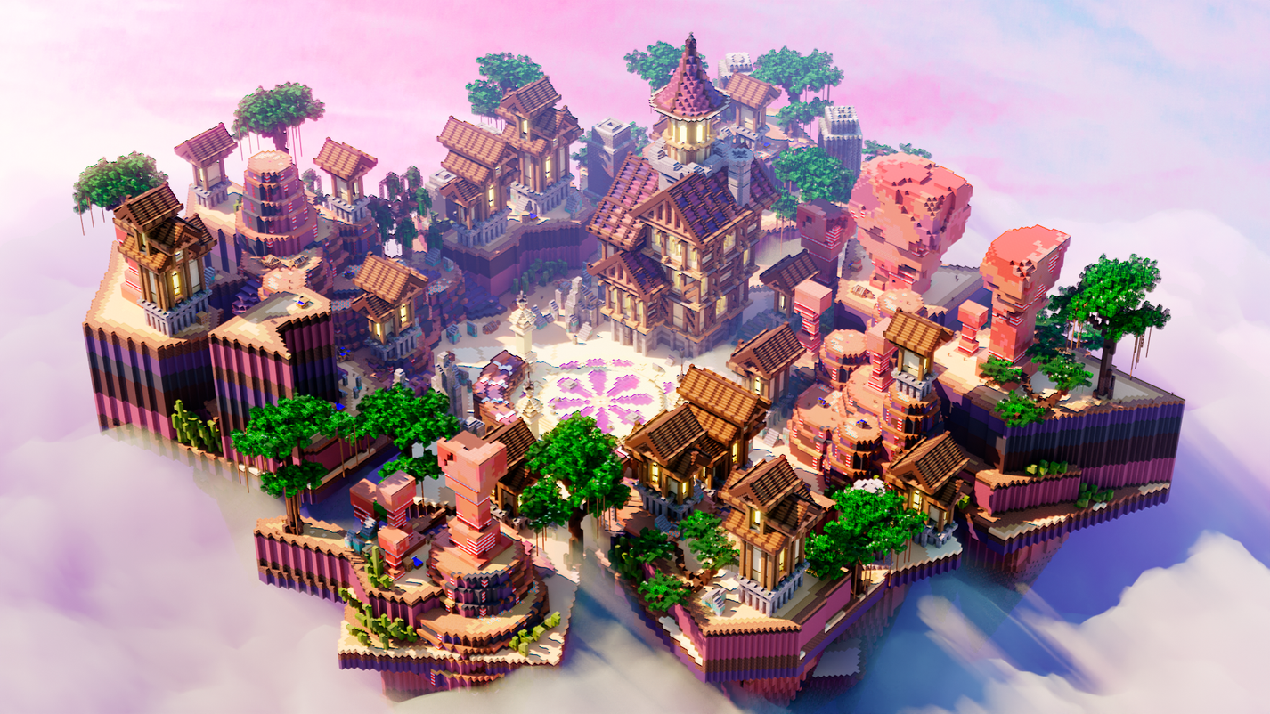 Floating Mansion Hub - Medieval Minecraft Village Map – Keystone Builds